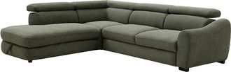 Vente-Unique Ecksofa mit Schlaffunktion - Ecke Links - Textilstruktur - Gr&uuml;n - BESEMA