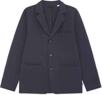 Les Deux Homme, Vestes, Bleu, Taille: XL Seersucker Blazer