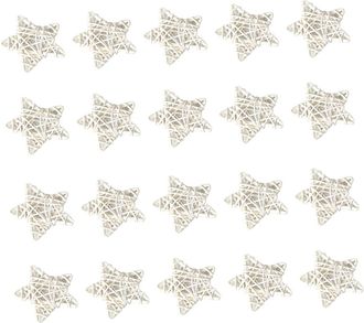Cabilock 20 St&uuml;ck Rattan Sterne 6cm Sternf&ouml;rmig Dekoration H&auml;ngend F&uuml;r Weihnachten Hochzeit Party Wohnraum Accessoires