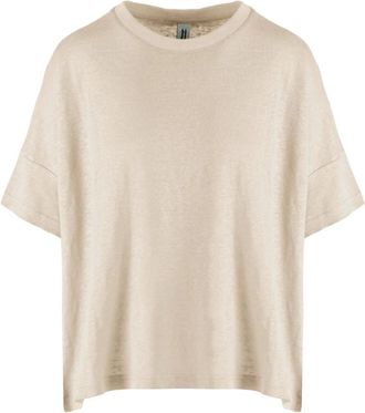 Bomboogie Femme, Tops, Beige, Taille: 40 FR T-shirt ample en jersey de lin