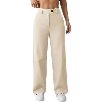 Generic Pantalon habill&eacute; taille haute large et droit pour femme - Pantalon extensible et d&eacute;contract&eacute; - Pantalon daffaires de travail - Pantalon de bureau 2026