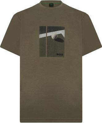 HUGO BOSS Homme, Tops, Vert, Taille: XL T-shirt en coton avec imprim&eacute;