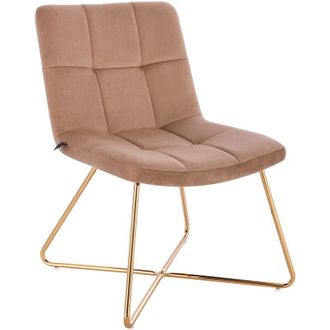 SVITA Lynn Loungesessel Cocktailsessel Clubsessel Polsterstuhl ohne Armlehnen Goldene Beine Samt-Polster Altrosa - Svita