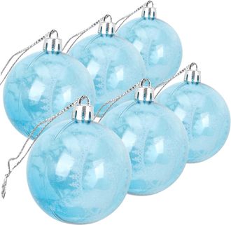 Hemobllo 6 Stück Bruchsichere Weihnachtskugeln Transparent Blaue Christbaumkugeln aus Leichte Wiederverwendbare Baumdekoration für Festliche Weihnachtsbaum und