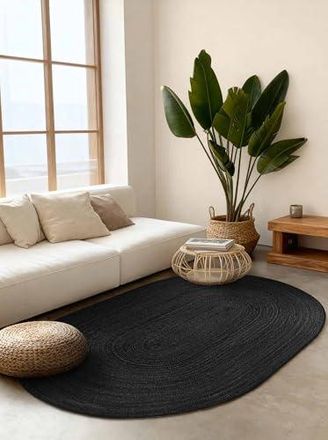 Hanse Home Rangpur Juteteppich - Natur Wohnzimmerteppich Oval aus 100% Jute, Handgewebt, Robust & Pflegeleicht, Modern, Boho Naturfaser Teppich f&uuml;r Wohnzimmer, S