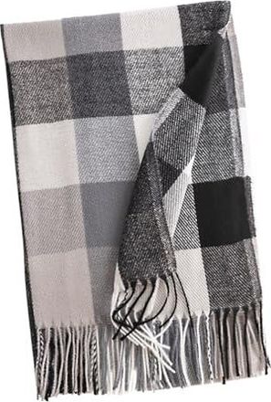 Generic Écharpe à carreaux en flanelle pour femme - Automne et hiver - Longue écharpe douce et chaude pour femme - Écharpe légère et tiroir, Noir, taille uniq