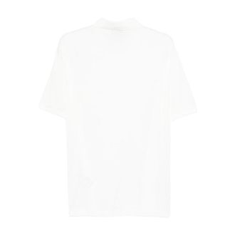 Emporio Armani Appliqu&eacute;-Embellished Cotton-Lyocell Polo - White