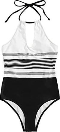 Generic Bikini Bonnet C Maillot de bain 1 pi&egrave;ce pour femme, dos nu avec jupe couvrante, maillot de bain menstruel, Noir, XL