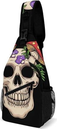 Generic Sacoche Port&eacute; &eacute;paule Champignons Cr&acirc;nes Morts Magiques Art Trippant R&eacute;glable Sacs &agrave; Bandouli&egrave;re Multifonction Crossbody Bag pour Randonn&eacute;e &eacute;cole Cycli