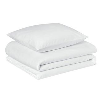 Amazon Basics Parure de Lit 2 Pièces en Coton Bio Doux, Housse de Couette 135 x 200 cm avec 1 Taie doreiller 65 x 65 cm, Blanc
