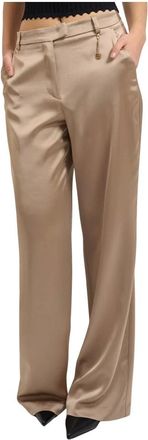 Fracomina Femme, Pantalons, Beige, Taille: 44 FR Palazzo Flare Satin Pant