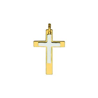 Brillaxis Pendentif croix bicolore or 18 carats
