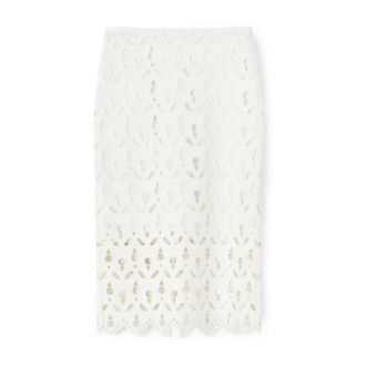 Motivi Bleistiftrock aus beschichtetem Stoff mit Sangallo-Effekt - - Skirts - Damen - Wei&szlig; - 2XS