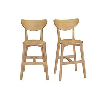Miliboo Tabourets de Bar scandinaves Finition ch&ecirc;ne H65 cm (Lot de 2) Leena