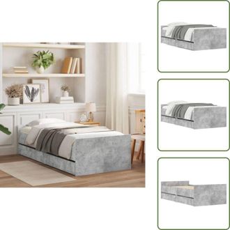 vidaXL Bettgestell mit Schubladen Betongrau 90x200 cm - Bettesrahmen - Holzbett - Doppelbett - Bettkasten - Schlafzimmereinrichtung