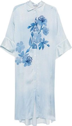 Ermanno Scervino Femme, Robes, Bleu, Taille: 44 FR Robe Chemise Midi Ray&eacute;e &agrave; Imprim&eacute; Floral