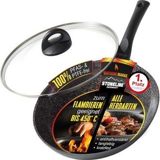 STONELINE Ceramic Grande Po&ecirc;le &agrave; frire en C&eacute;ramique 28 cm, Po&ecirc;le Antiadh&eacute;sive avec Couvercle, Tous Feux Induction Four, Rev&ecirc;tement C&eacute;ramique Antiadh&eacute;sif avec de