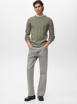 Mango Pull-over structure chevrons vert pastel - Homme - XXL - MANGO MAN