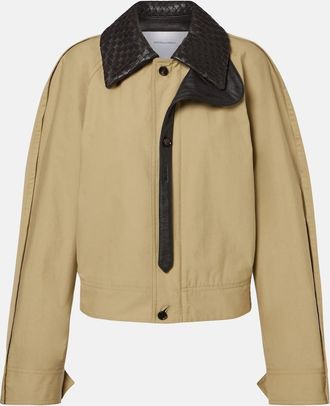 Bottega Veneta Veste blouson Intrecciato bord&eacute;e de cuir