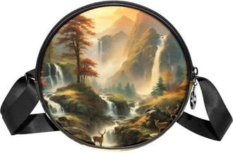 Generic Petit sac &agrave; bandouli&egrave;re Circle pour femme, petit sac &agrave; bandouli&egrave;re avec fermeture &eacute;clair, bretelles r&eacute;glables, sac &agrave; main rond d&eacute;contract&eacute; pour femmes