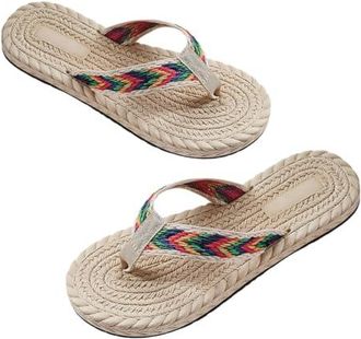 BESPORTBLE Sandales Plage Femme Tongs D&eacute;t&eacute; Imitation Paille Semelle Caoutchouc Antid&eacute;rapante L&eacute;g&egrave;res Confortables Pour Usage Ext&eacute;rieur Taille 41 Couleur Abricot