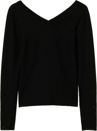 Twin-Set Pullover mit Strassverzierung - Schwarz