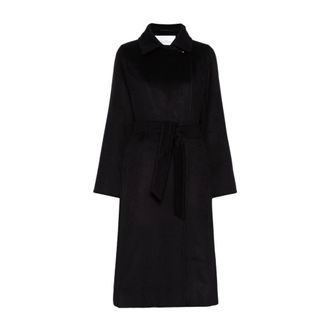 Max Mara Femme, Manteaux, Noir, Taille: 38 FR Manteau Noir à Revers Manuela