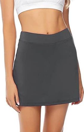 iClosam Womens Sports Tennis Golf Skirt Casual Active Athletic Skort with Built-in Shorts for Workout Yoga Running, Gris, XXL