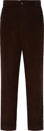 Moncler Moncler Leather Logo Corduroy Trousers, Men, Brown, Size: 46