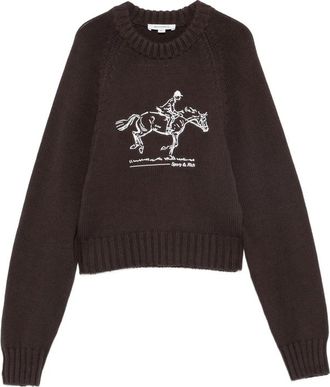 Sporty & Rich Equestrian-embroidered Raglan-sleeve Sweater