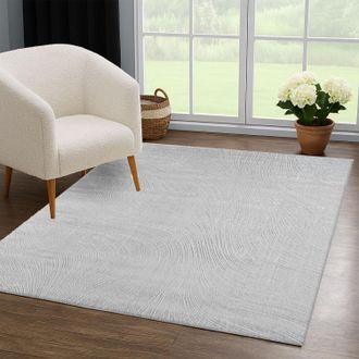 Vimoda Teppich Wohnzimmer Teppich Schlafzimmer, Flur, k&uuml;che Kurzflor Boho Design Unifarbe Hoch-Tief-Effekt Modern 3D Weich,Ma&szlig;e:120x170 cm;Farbe:L.Grey