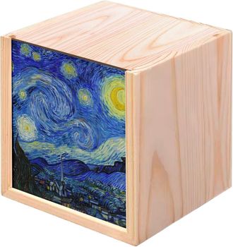 Fabulous Holzkiste - Vincent van Gogh Sternennacht, Malerei, Kunst (10 x 10 x 10 cm)