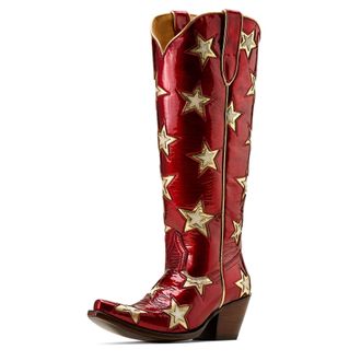 Ariat Womens Casanova Star X Toe Western Boots in Cherry Heat, B Medium Width, Size 38.5, by Ariat