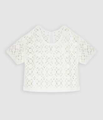 Eric Bompard Top Fente Dos Et Guipure Naturel