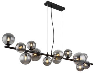 Globo Lighting H&auml;ngeleuchte Esszimmer LED H&auml;ngelampe Rauchglas Pendelleuchte Esstisch 13-flammig Esszimmerlampe 56133-13H