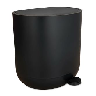 Relaxdays M&uuml;lleimer, 7 Liter, Absenkautomatik, Pedal, entnehmbarer Inneneimer, Kosmetikeimer, Matter Badeimer, schwarz