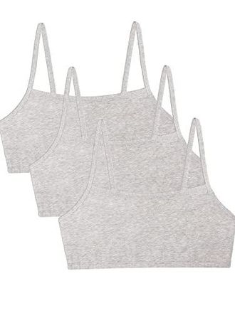 Fruit Of The Loom Fruit of The Loom Lot de 3 Soutiens-Gorge de Sport à Bretelles Fines en Coton pour Femme, Gris, 115