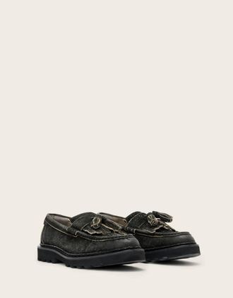 AllSaints Skiff - Loafer in Anthrazitgrau mit Quasten
