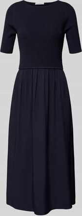 Comma Midikleid aus Viskose-Mix mit Rundhalsausschnitt