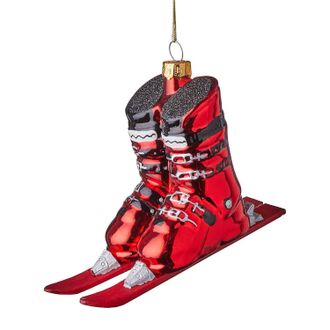 Butlers Christbaumkugel Skischuhe rot 8cm Glas Hang ON | origineller Christbaumschmuck | lustiger Glasanhänger | Weihnachtsdeko für den Tannenbaum
