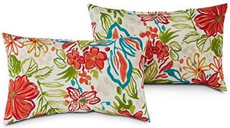 Greendale Home Fashions AZ5811S2-BREEZE Dekokissen mit Gartenblumen, rechteckig, 2 St&uuml;ck