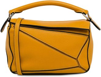 Loewe Hobo Bags - Mini Calfskin Puzzle Satchel - Gr. unisize - in Gelb - f&uuml;r Damen