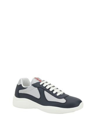 Prada Mens Americas Sneakers Baltico+argento Lace Up