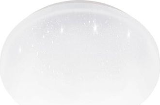 Eglo LED Deckenleuchte Pogliola-S, &Oslash; 26 cm, 1 flammige Wandlampe, Kristalleffekt Deckenlampe aus Stahl und Kunststoff in Wei&szlig;, Wohnzimmerlampe, K&uuml;chenlampe