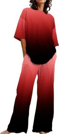 Generic Pyjama Femme Pas Cher Set 2 Pièces Pijama Coton Mi Saison Sleepwear Womens Fashion Grande Taille Ensemble Pyjamas Manches Courtes Top Pantalon Tenue R