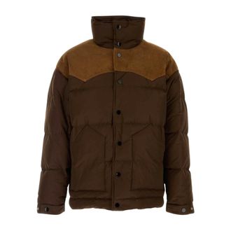 Ami Doudoune avec empi&egrave;cements en cuir - Homme - Vestes - Brun - Taille: L