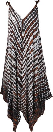 Guru Shop Boho Batik Jumpsuit, Sommer Overall, Hosenkleid - Wei&szlig;/braun, Damen, Synthetisch
