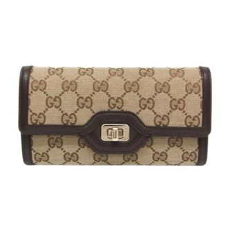 Gucci Portefeuille long (bi-pli) pr&eacute;-achet&eacute; Luce 790034 - Femme - Pre-owned - Beige - Taille: ONE Size