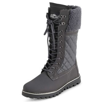 Polar Damen Kunstpelz Warm Thermal Wasserdicht Draussen Gehen Schnee Winter Gummisohle Wadenstiefel - Grau Leder - UK10/EU43 - YC0613