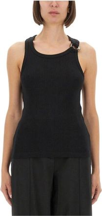 Jean Paul Gaultier Femme, Tops, Noir, Taille: 36 FR Ribbed Racerback Tank Top